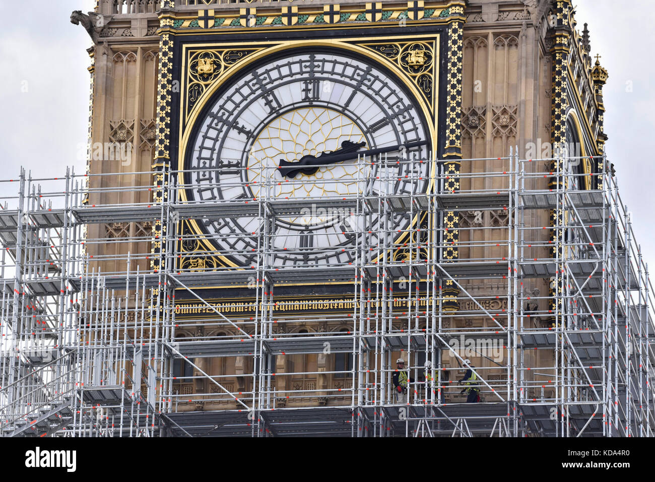 London, UK. 12th Oct, 2017. Scaffolding covers the Elizabeth Tower ...