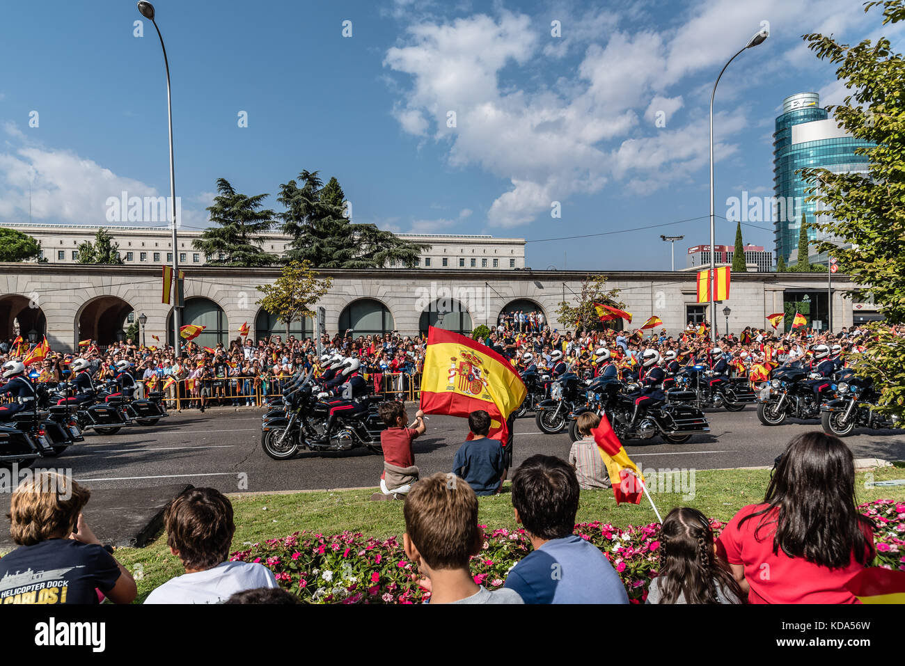 Madrid, Spain - October 12, 2017: Motorcycles in Spanish National Day ...