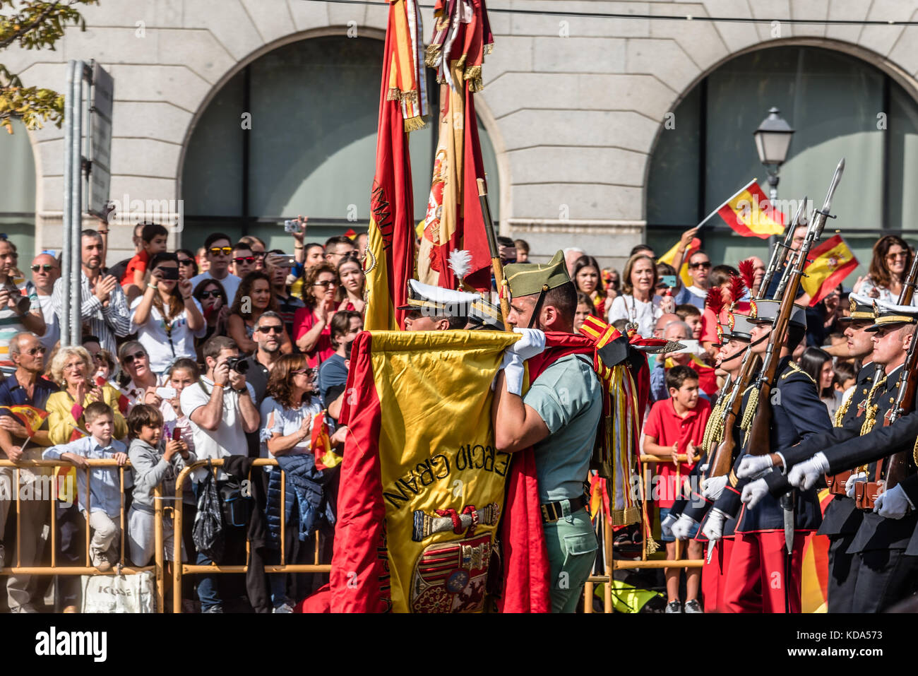 Madrid, Spain - October 12, 2017: Soldiers marching in Spanish National ...