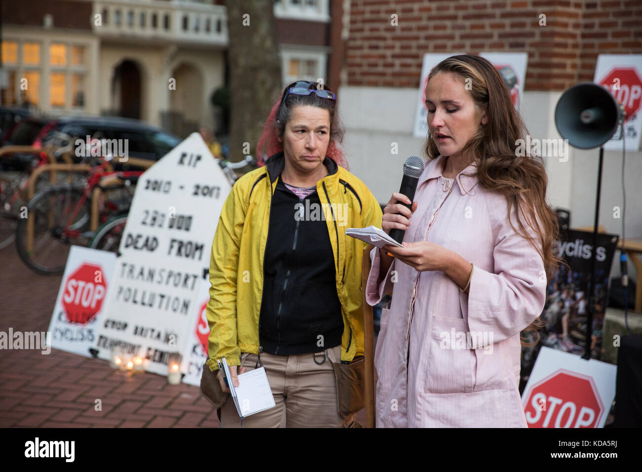 London, UK. 12th Oct, 2017. Victoria Lebrec, a cyclist who had her leg ...
