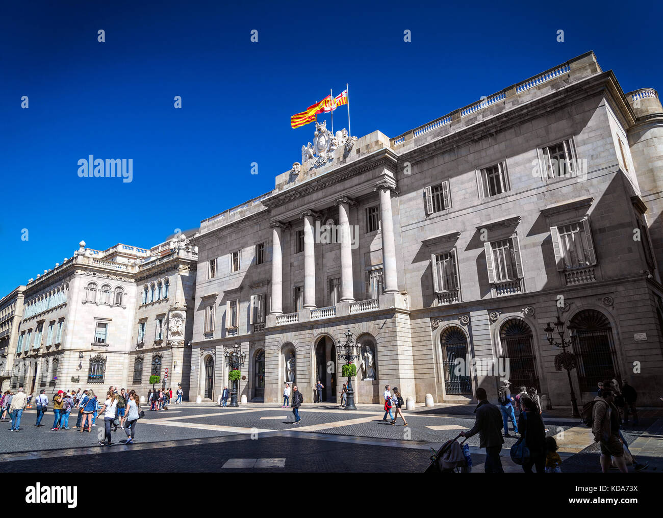 town hall building of the Catalan government at Plaza de Sant Jaume ...