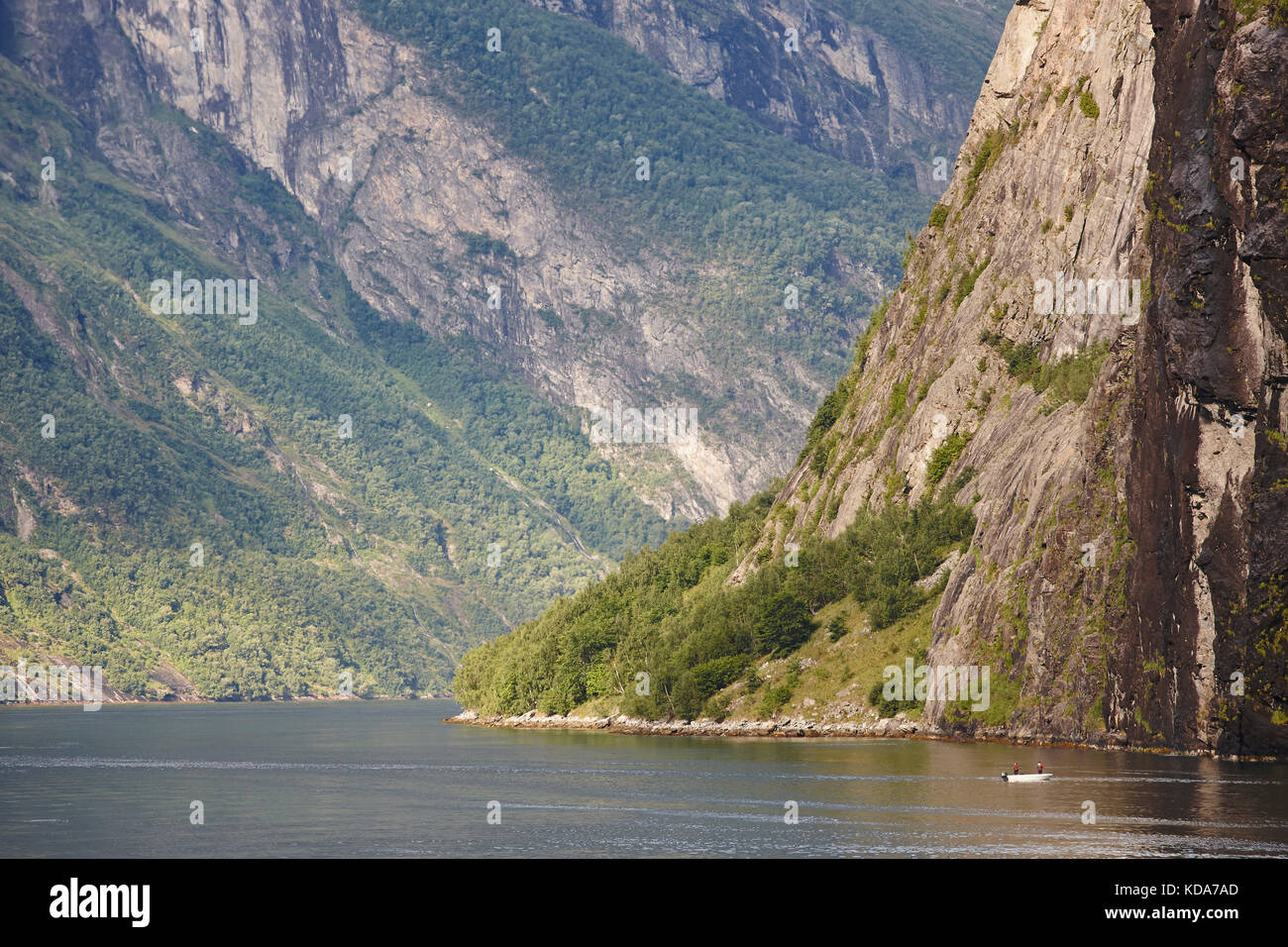 Norwegian fjord rocky landscape. Hellesylt, Geiranger travel route ...