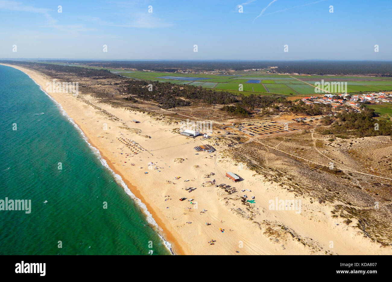 Aerial view of beaches along the Alentejo coastline. Carvalhal ...