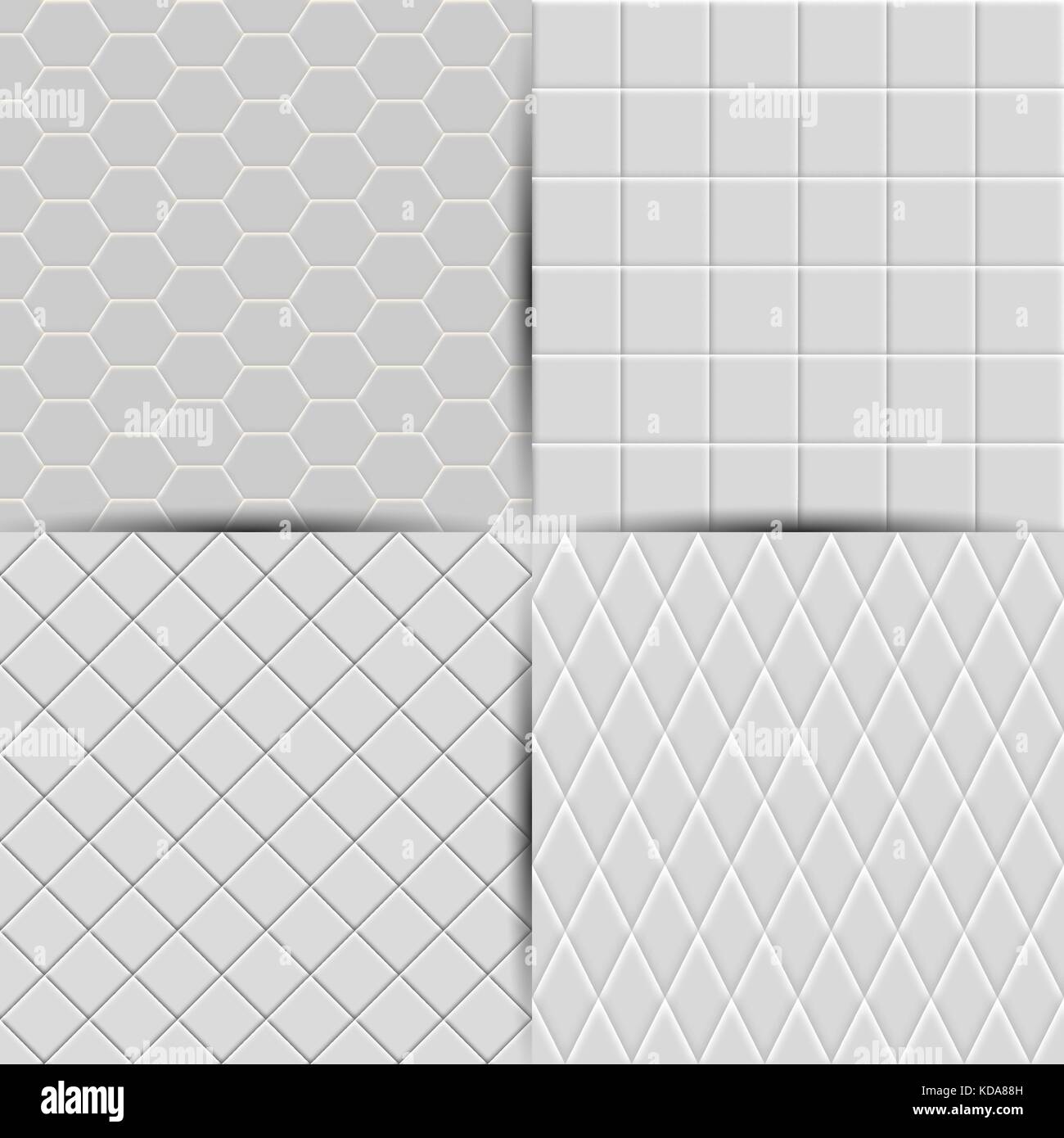 Set of abstract background, seamless textures from white tiles, vector ...