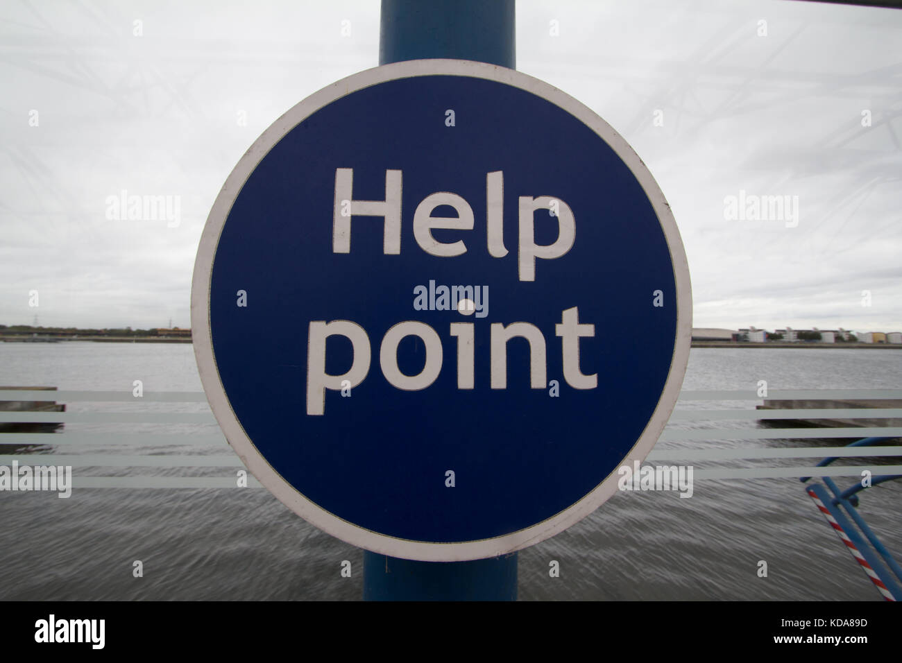 Help point sign with River Thames in background Stock Photo - Alamy
