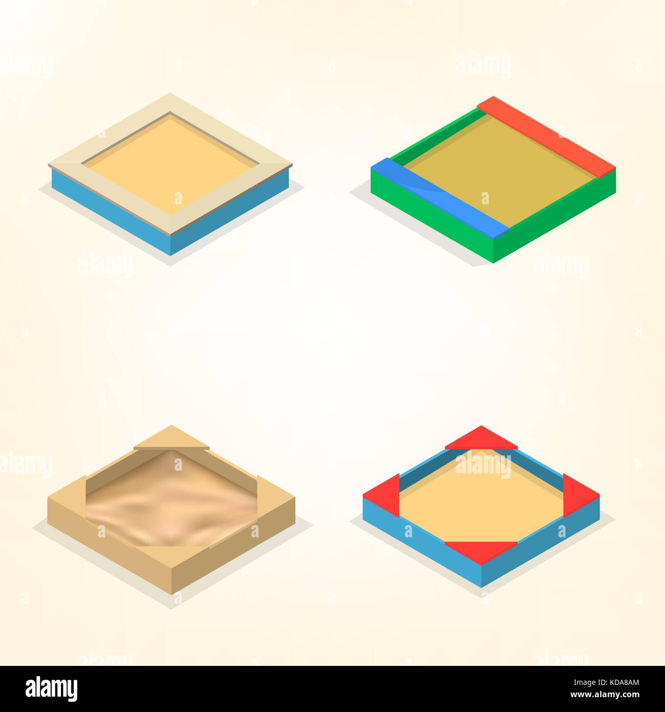 Wooden sandbox isolated on white background. Elements of the design of ...