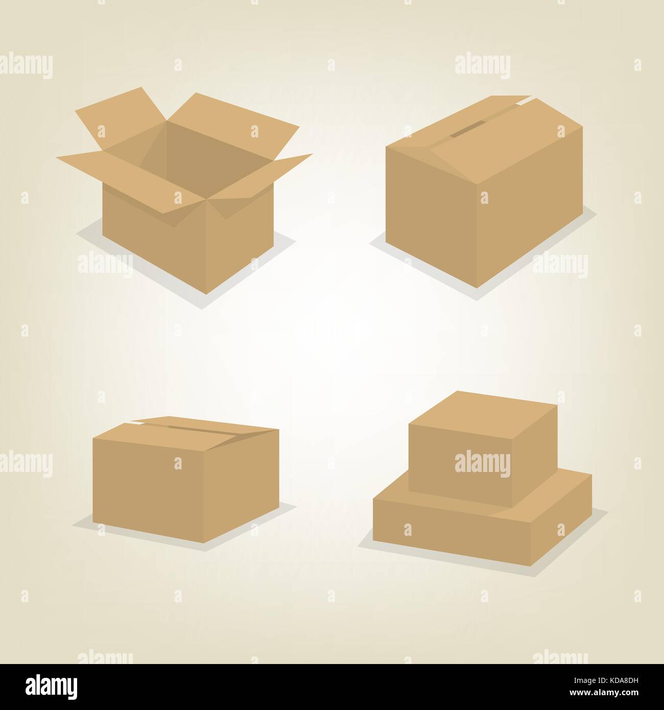Set of cardboard box icons isolated on white background. Flat style ...