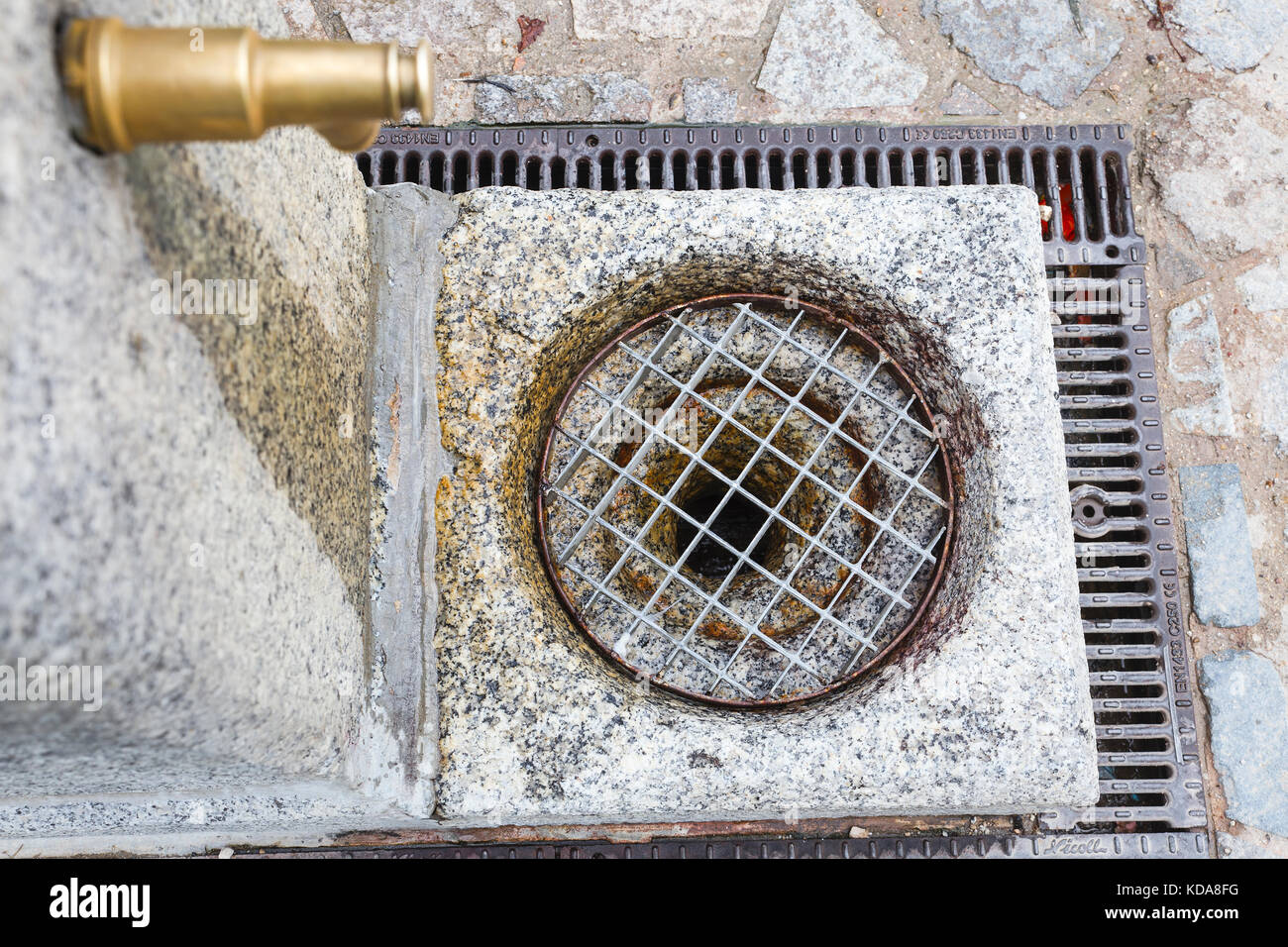 point from up. granite drinking fountain in the park Stock Photo - Alamy
