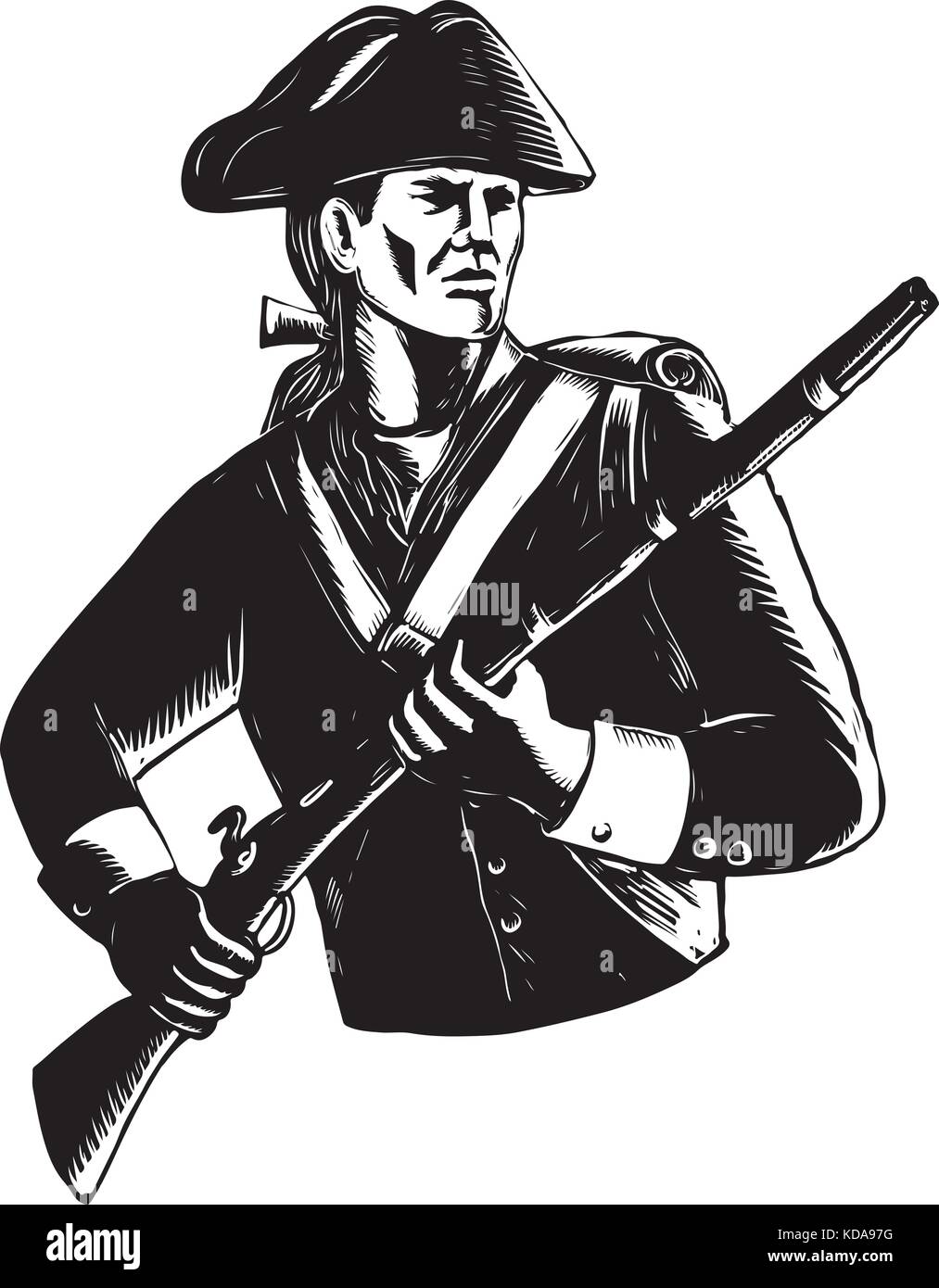 American patriot holding musket rifle Stock Vector Images - Alamy