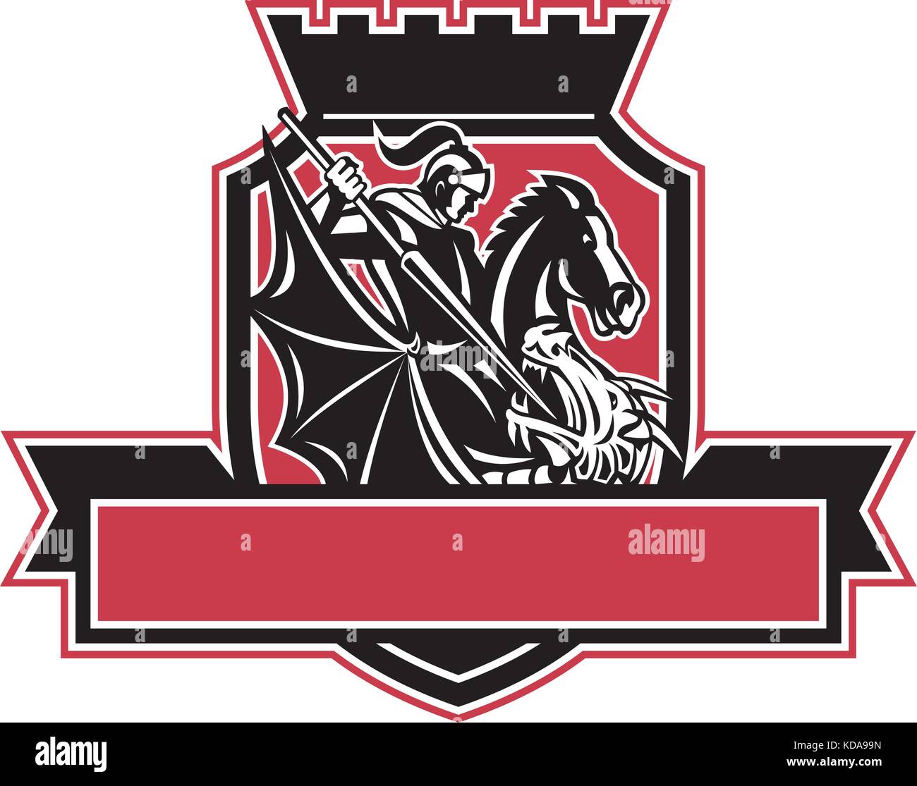 Retro style illustration of a valiant knight or St George Slaying ...