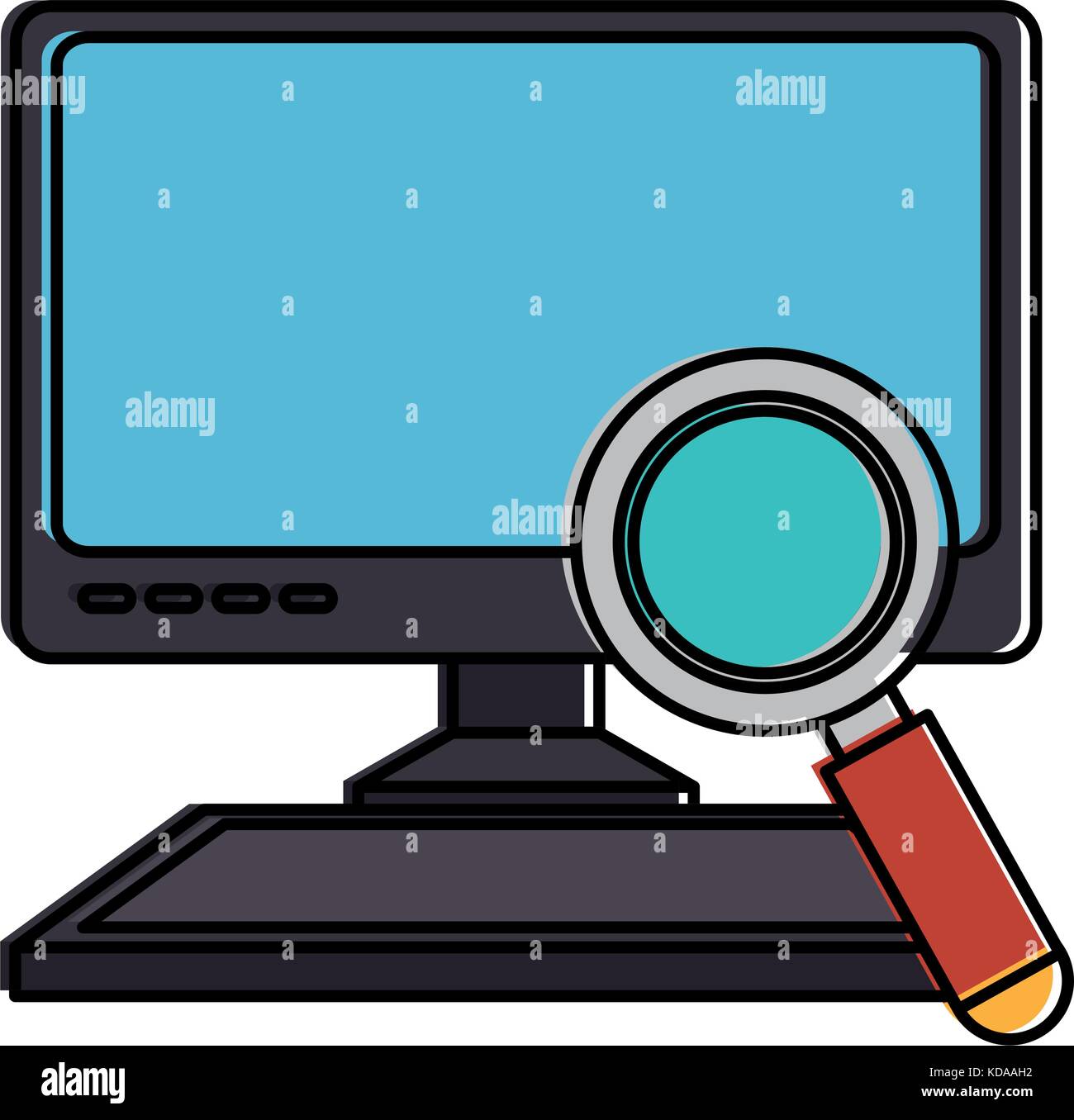 computer desktop with magnifying glass Stock Vector Image & Art - Alamy