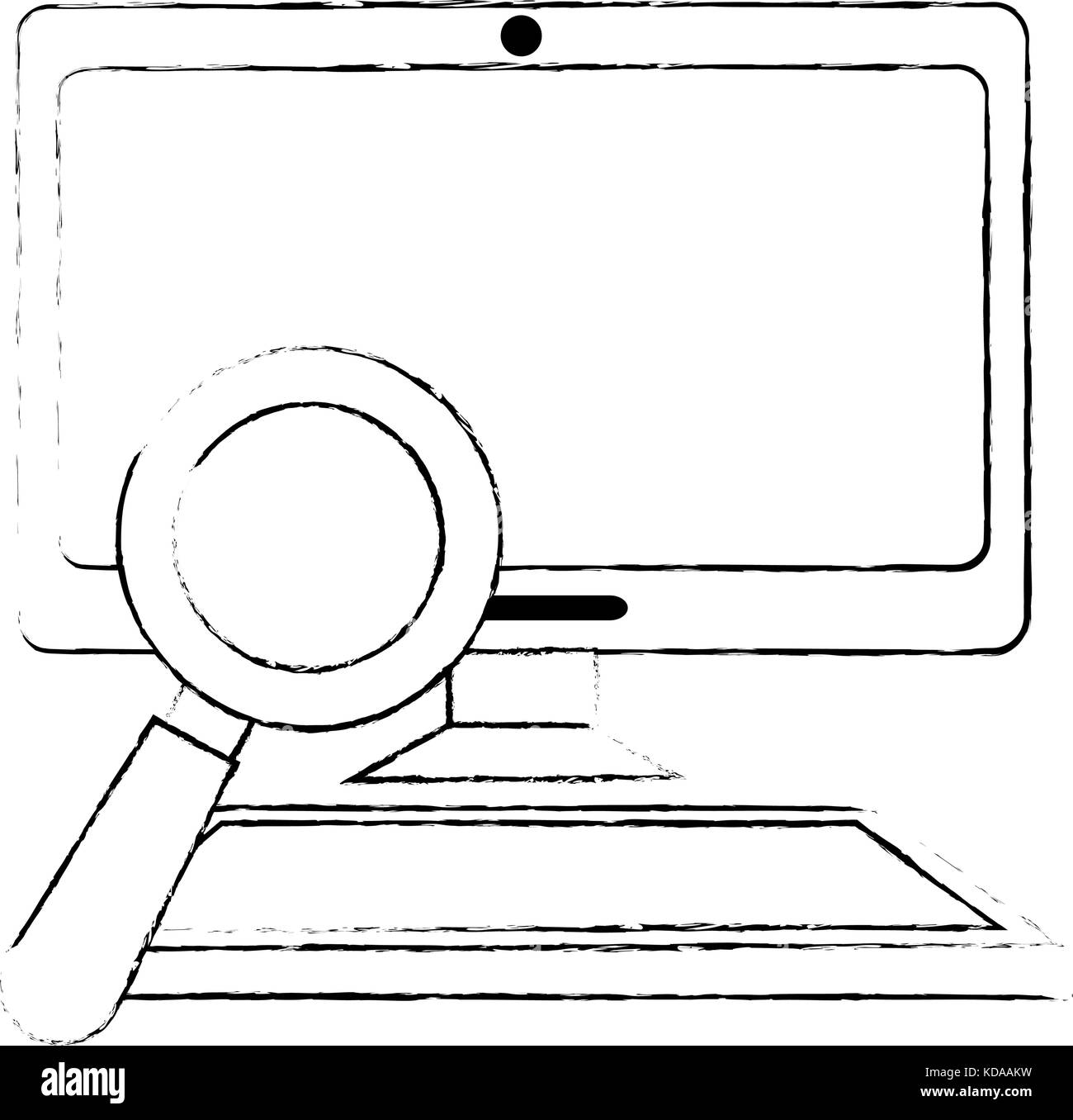 computer desktop with magnifying glass Stock Vector Image & Art - Alamy