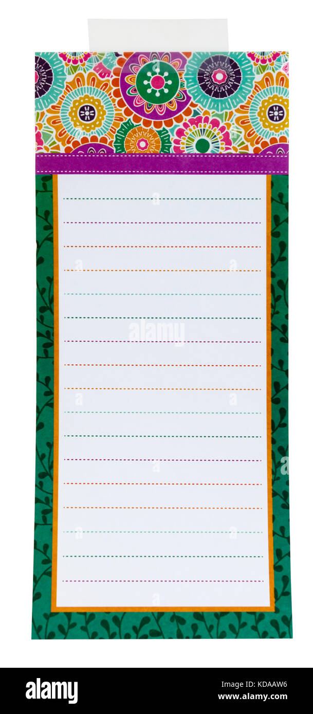 Kitchen note pad with groovy floral theme Stock Photo - Alamy