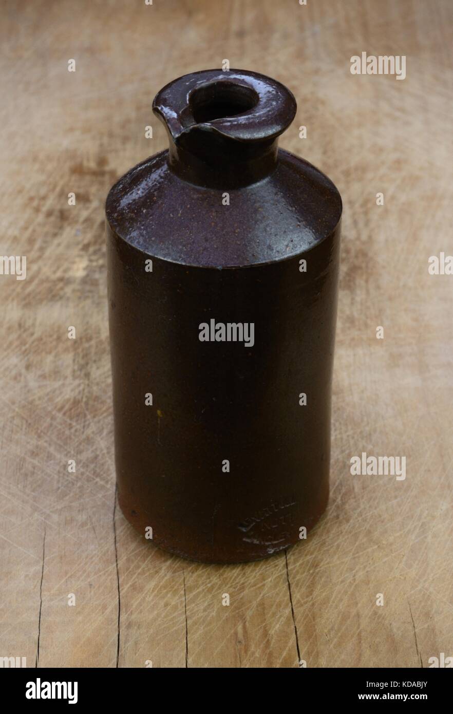 Small Antique Stoneware Ink Bottle Stock Photo - Alamy