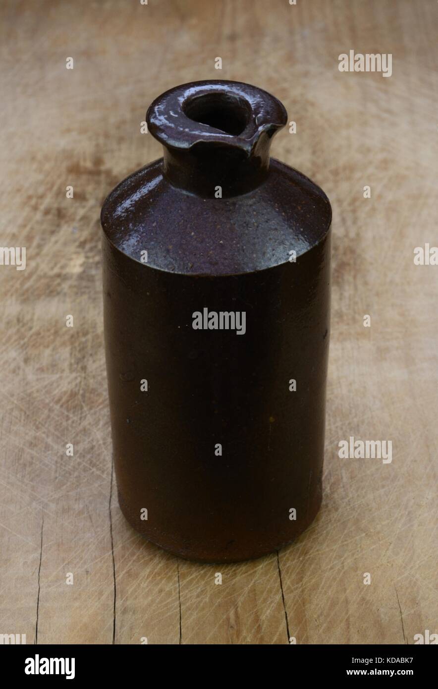 Small Antique Stoneware Ink Bottle Stock Photo - Alamy