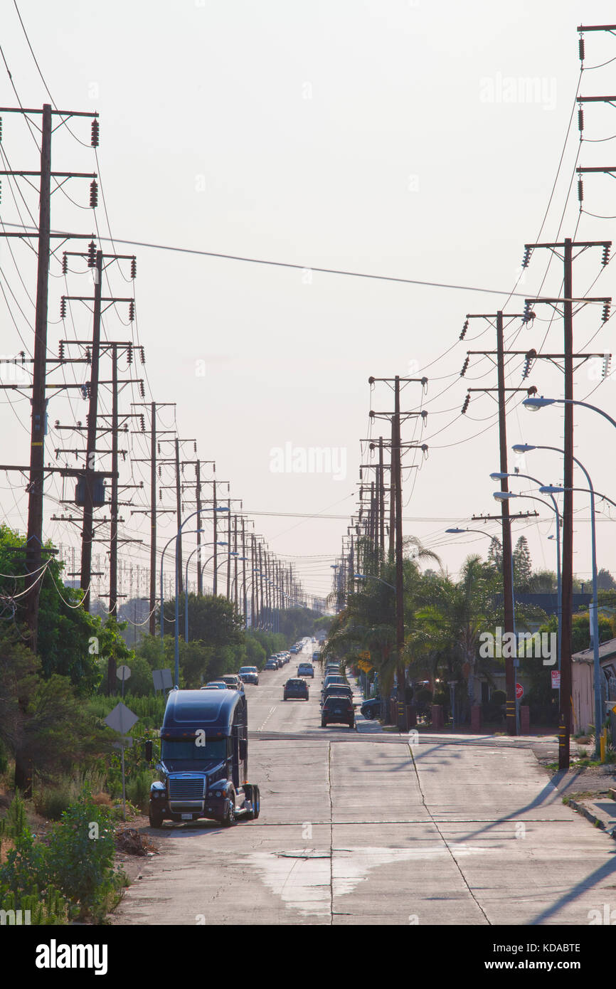 Truck parked on Randolph street near Los Angeles River, Bell, Los ...