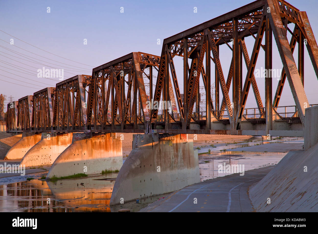 Train trestle bridge over Los Angeles River, South Gate, Los Angeles ...