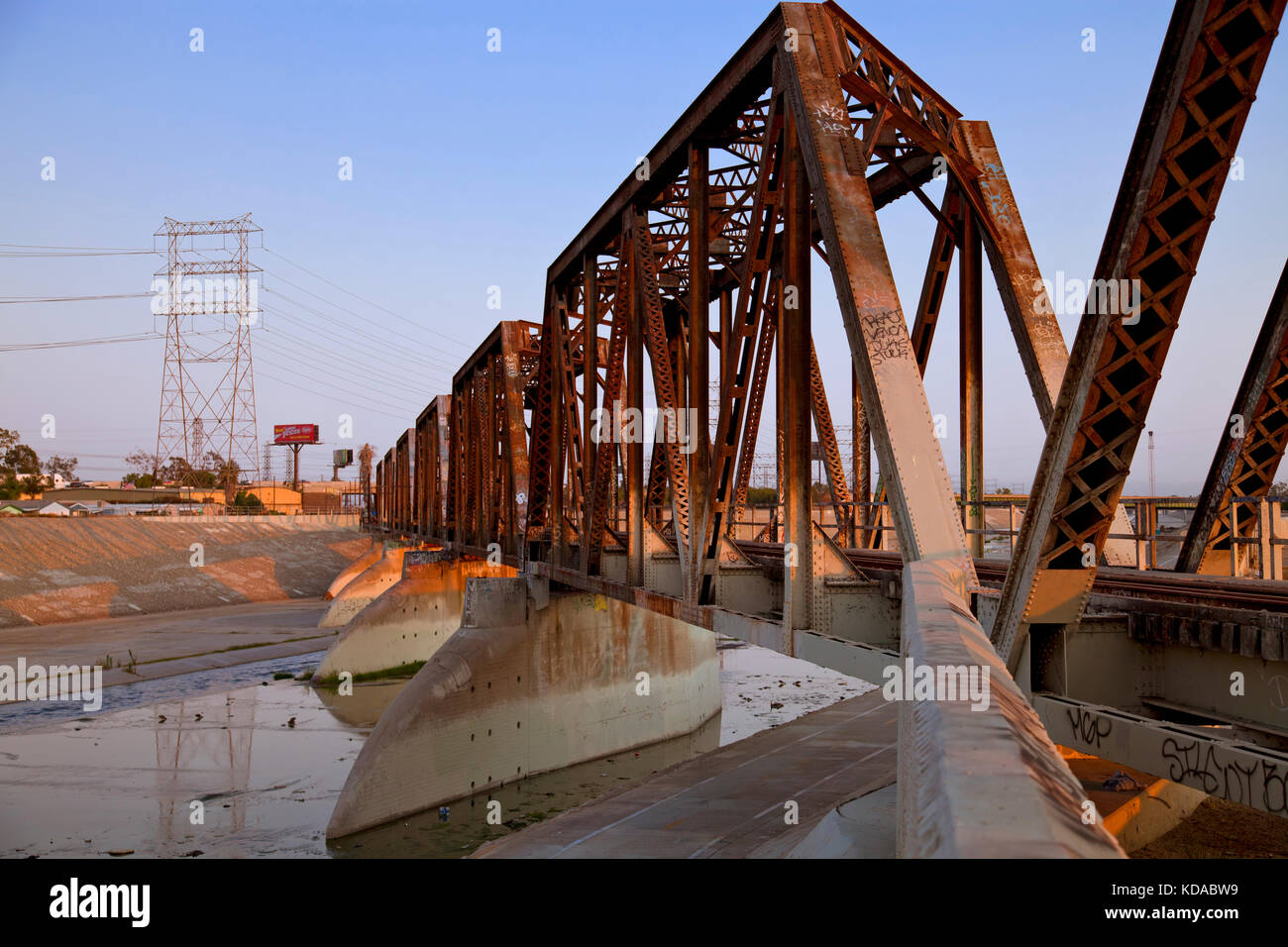 Train trestle bridge over Los Angeles River, South Gate, Los Angeles ...