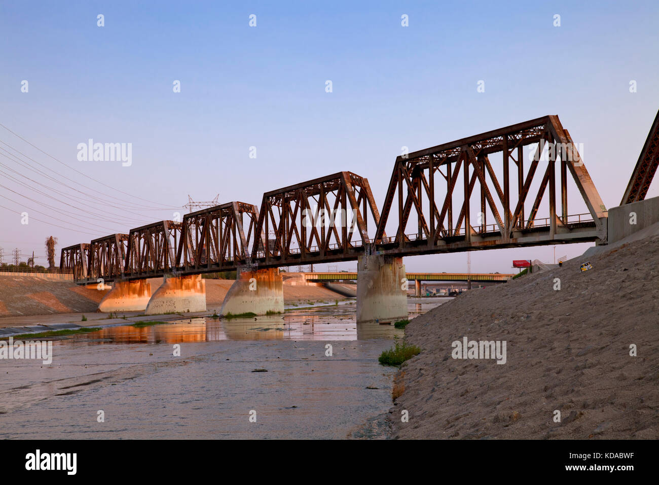 Train trestle bridge over Los Angeles River, South Gate, Los Angeles ...