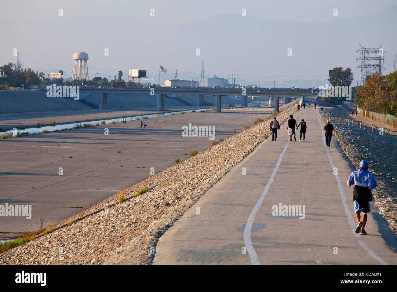 Bike path next to Hollydale Park along Los Angeles River, South Gate ...