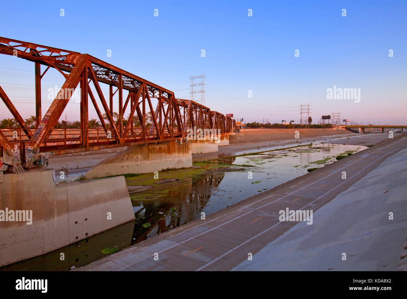 Train trestle bridge over Los Angeles River, South Gate, Los Angeles ...