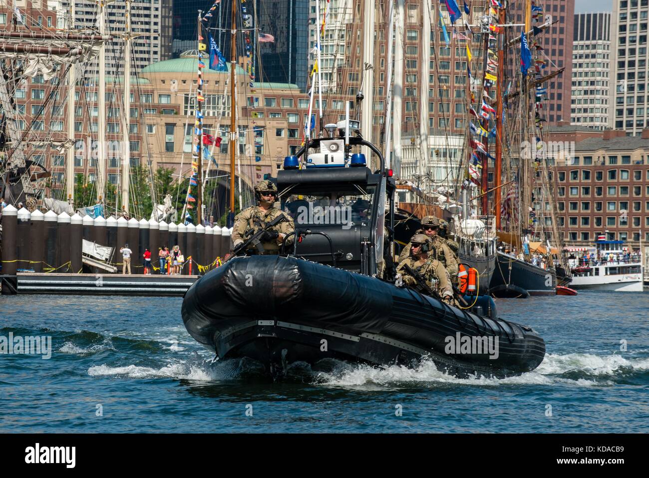 U.S. Coast Guard Maritime Security Response Team officers patrol Boston ...