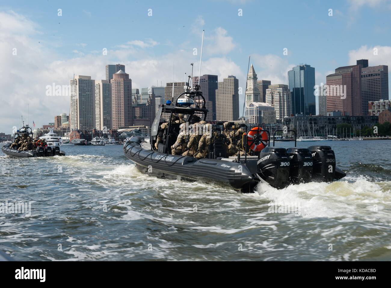 U.S. Coast Guard Maritime Security Response Team officers patrol Boston ...