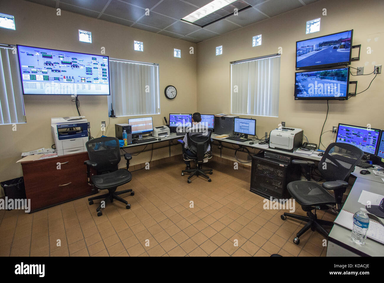 Control room at Leo J. Vander Lans Advanced Water Treatment Facility ...