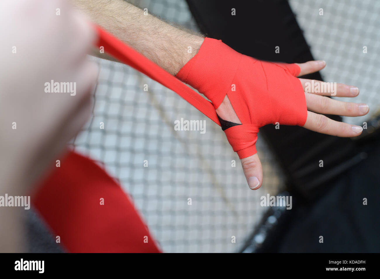 male puts on boxing bandages Stock Photo - Alamy