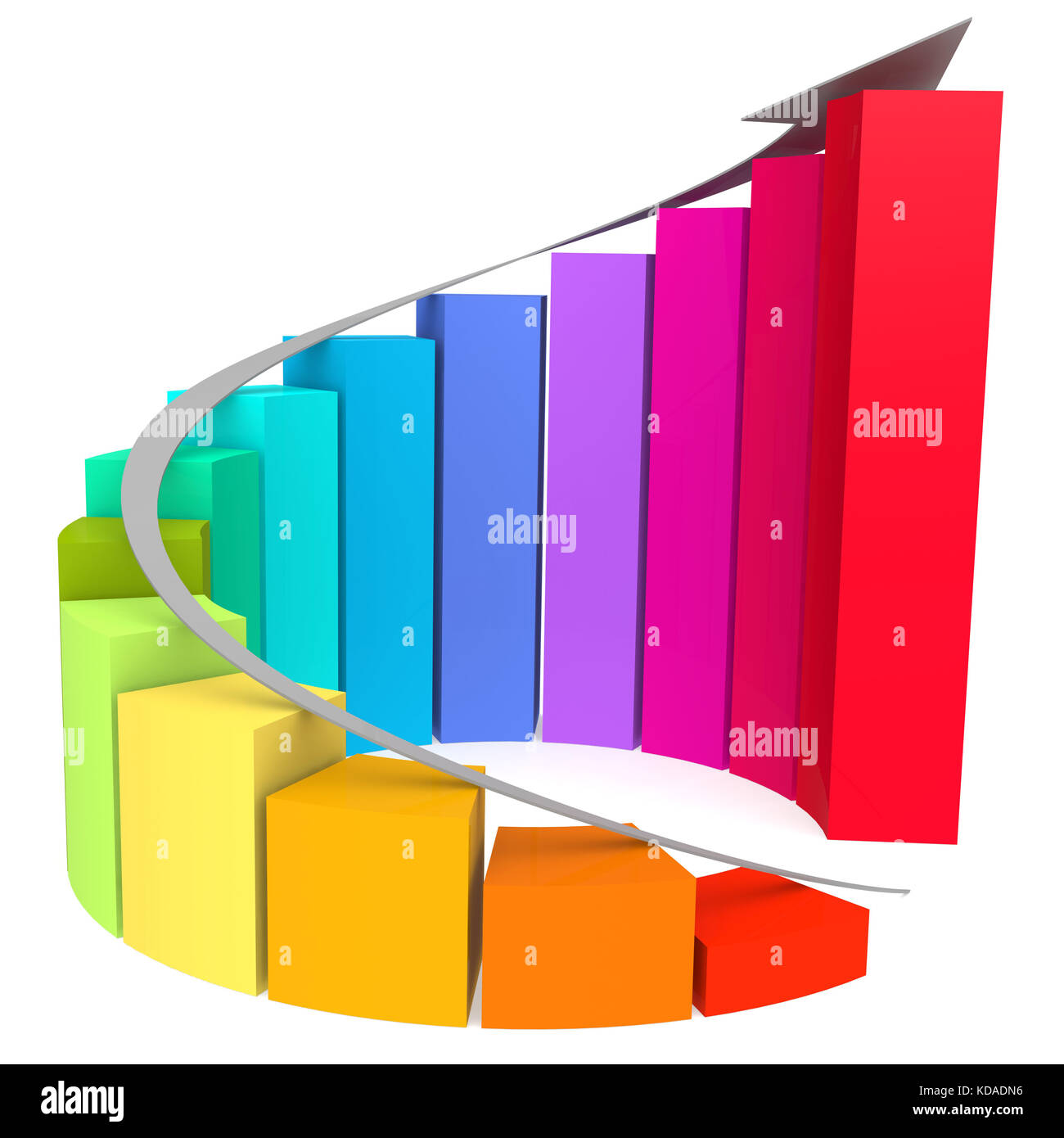 Colorful winding bar chart with white arrow image with hi-res rendered ...