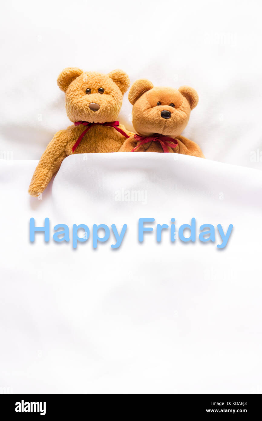 Teddy Bear lying with message " Happy Friday Stock Photo - Alamy