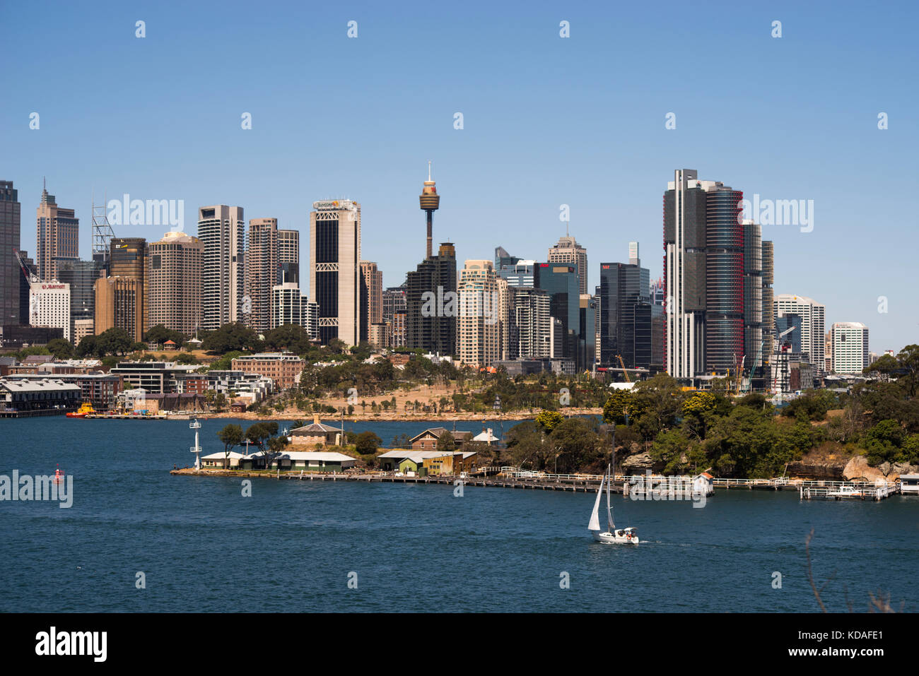 View of Sydney CBD with centre point tower and barangaroo towers from ...