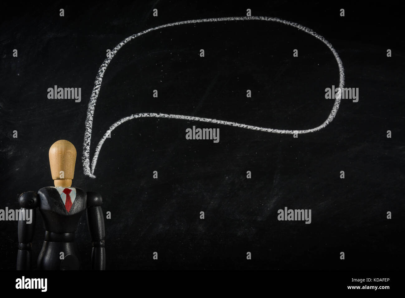 Wood Figure business man with callout symbol ,black ground black broad ...