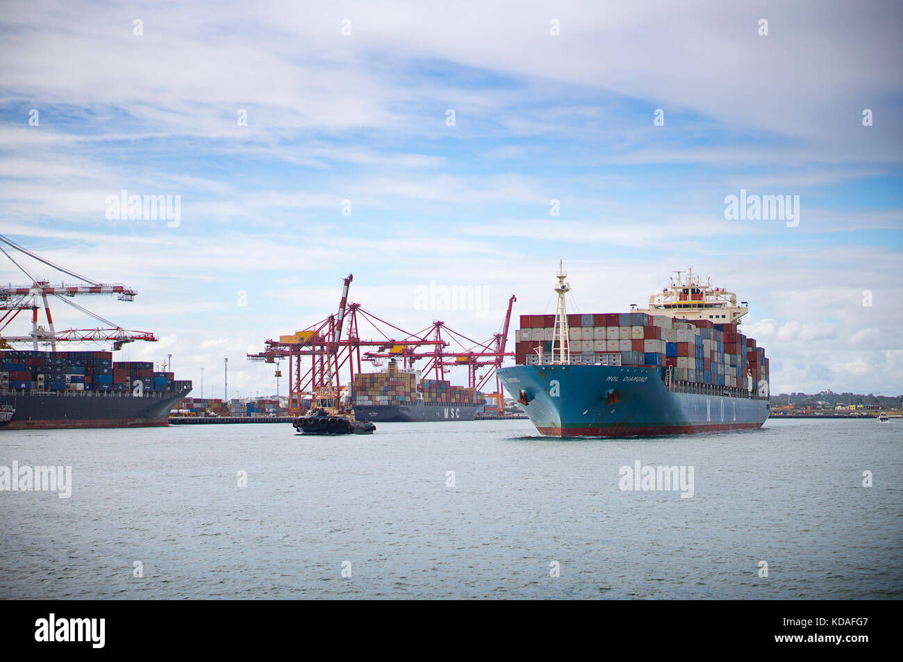 Container ship heading for port hi-res stock photography and images - Alamy