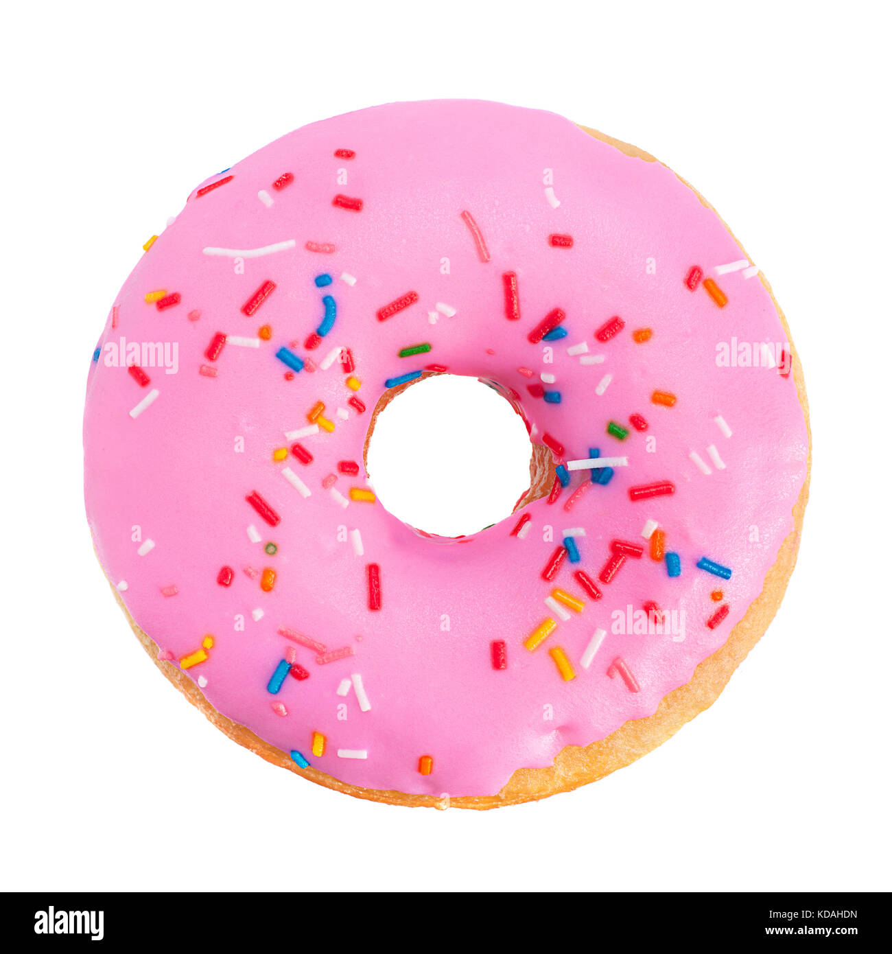 Pink donut closeup isolated on white background Stock Photo - Alamy