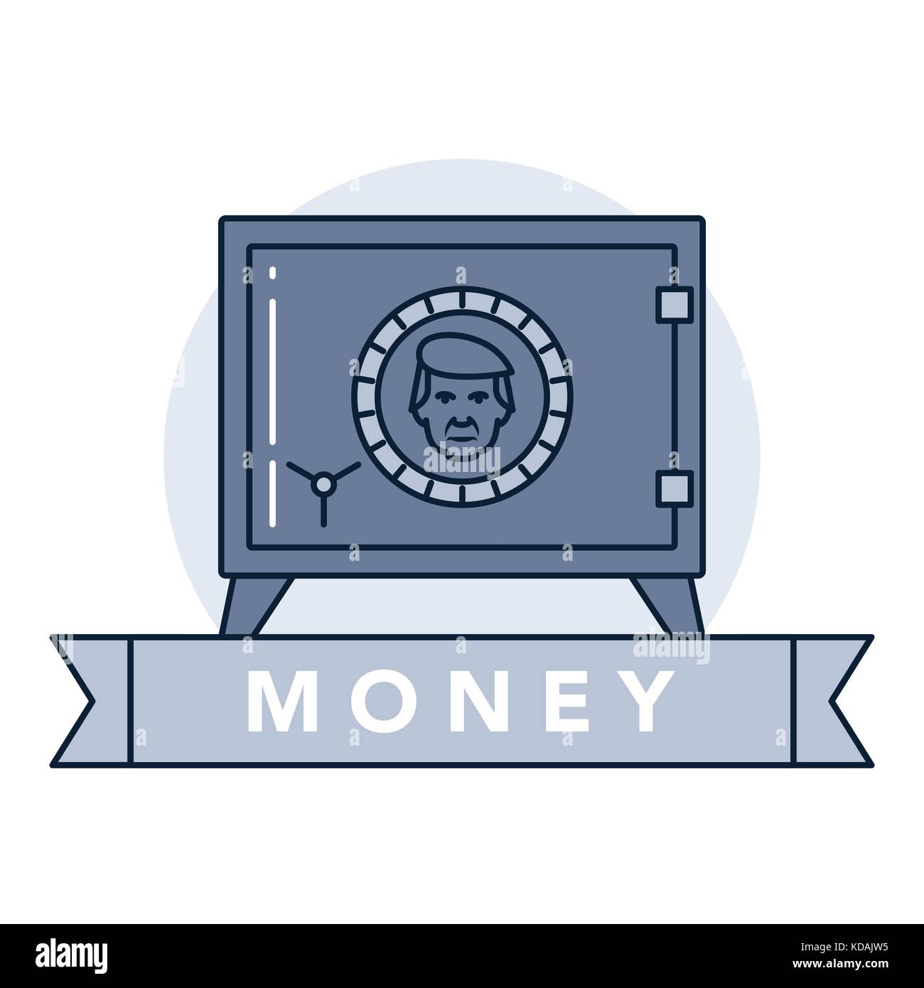 Vector illustration of a bank safe on white background with lettering ...