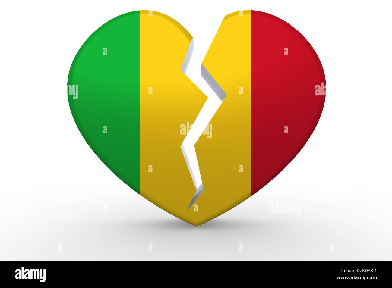 Broken white heart shape with Mali flag, 3D rendering Stock Photo - Alamy