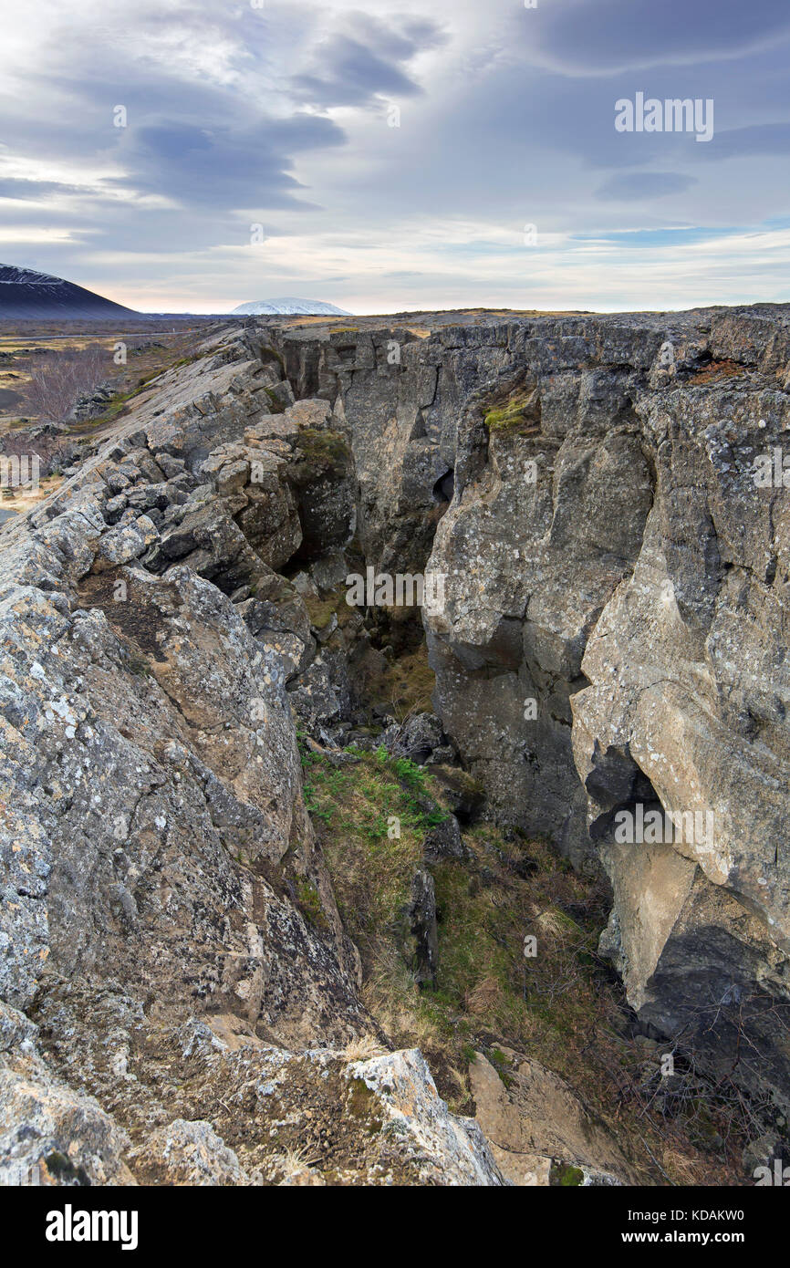 Grjotagia gaping fissure / Grjótagjá tectonic crack, Mid-Atlantic Ridge ...