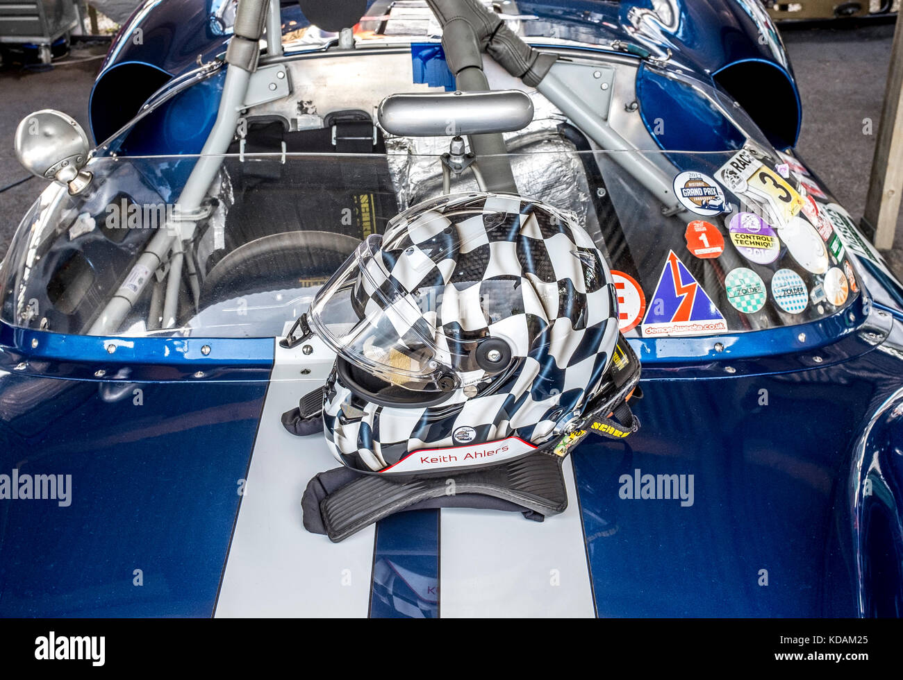 Keith Ahlers' helmet sits on the bonnet of his 1963 Cooper-Ford T61 ...