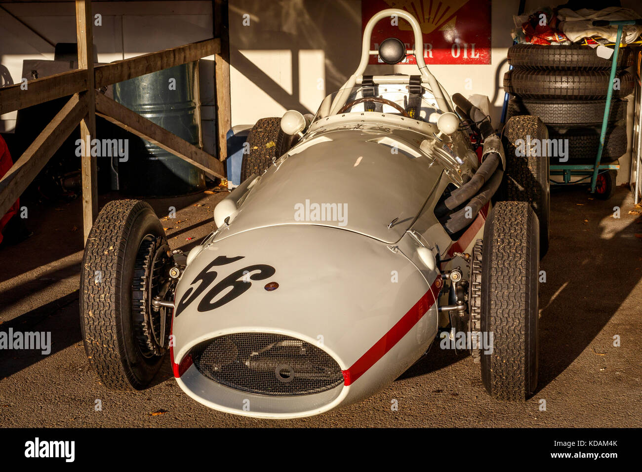Martin and Lukas Halusa's 1956 Maserati 250F in the paddock garage at ...