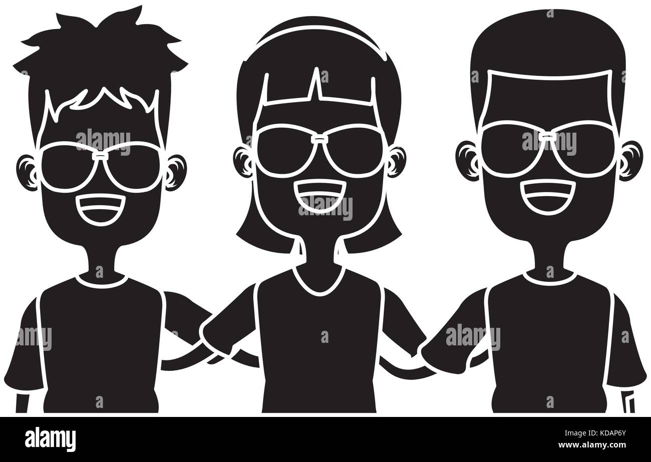 Cute kids friends cartoon icon vector illustration graphic design Stock ...
