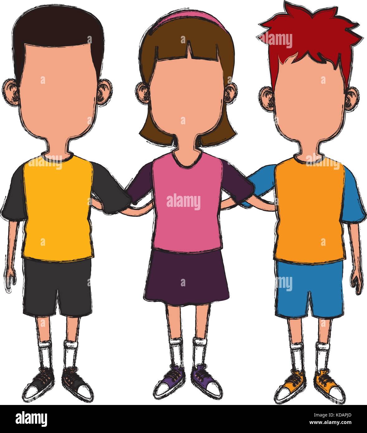 Cute kids friends cartoon icon vector illustration graphic design Stock ...