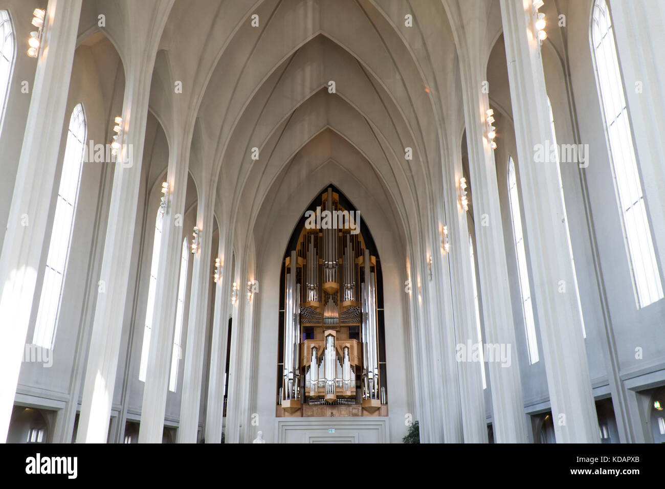 Interior of Hallgrimskirkja Cathedral in Reykjavik, Iceland Stock Photo ...