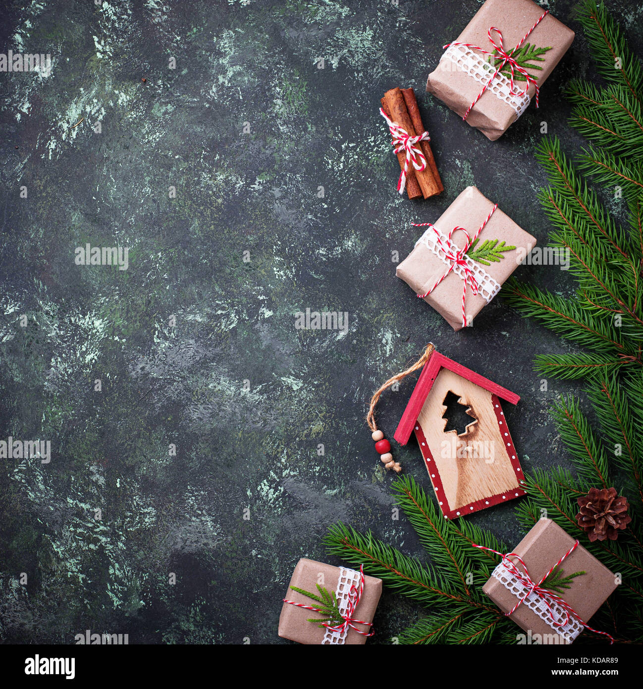 Festive Christmas background. Top view Stock Photo - Alamy