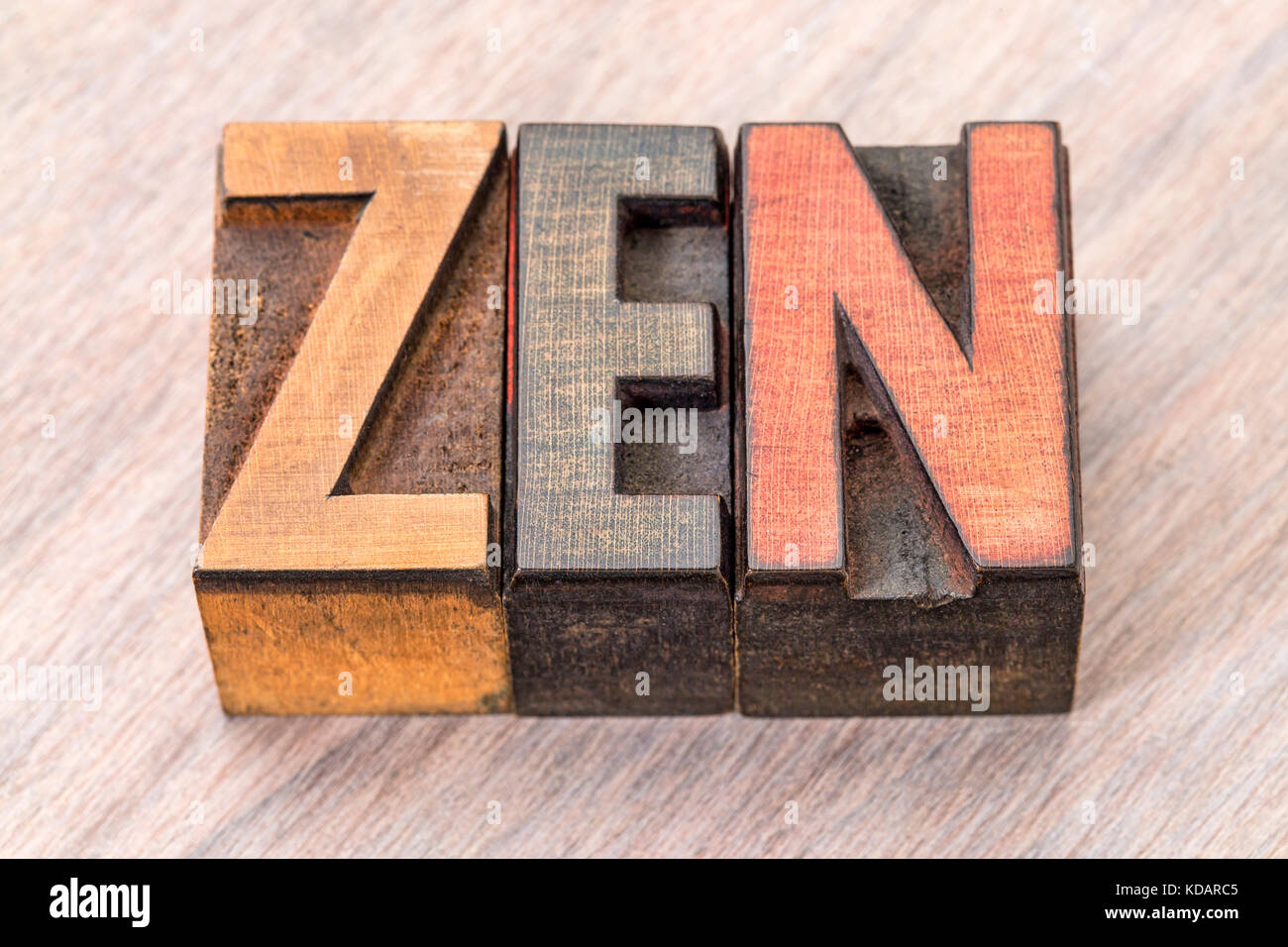 zen - word abstract in vintage wooden letterpress printing blocks ...