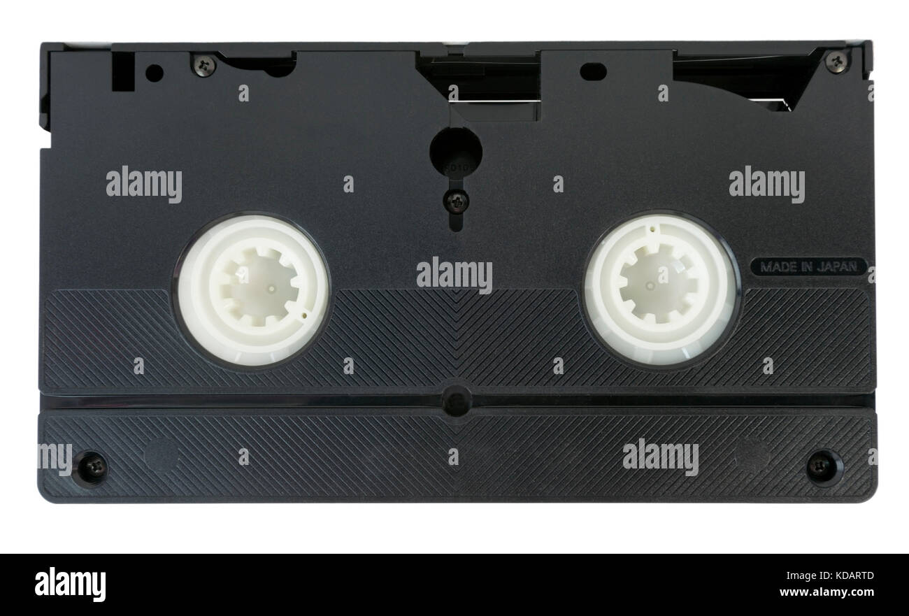 Rear view of vintage black vhs video tape cassette Stock Photo - Alamy