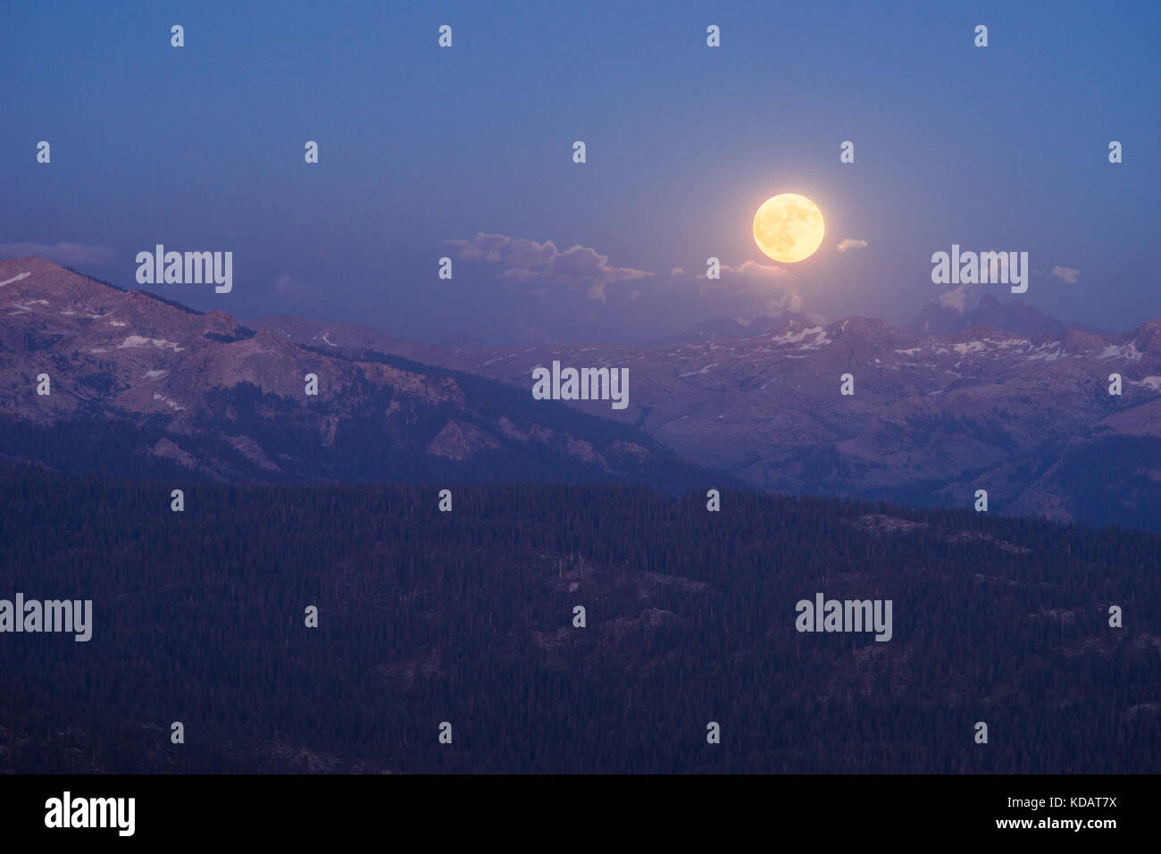Full moon rising above mountains, Sequoia National Park, California ...