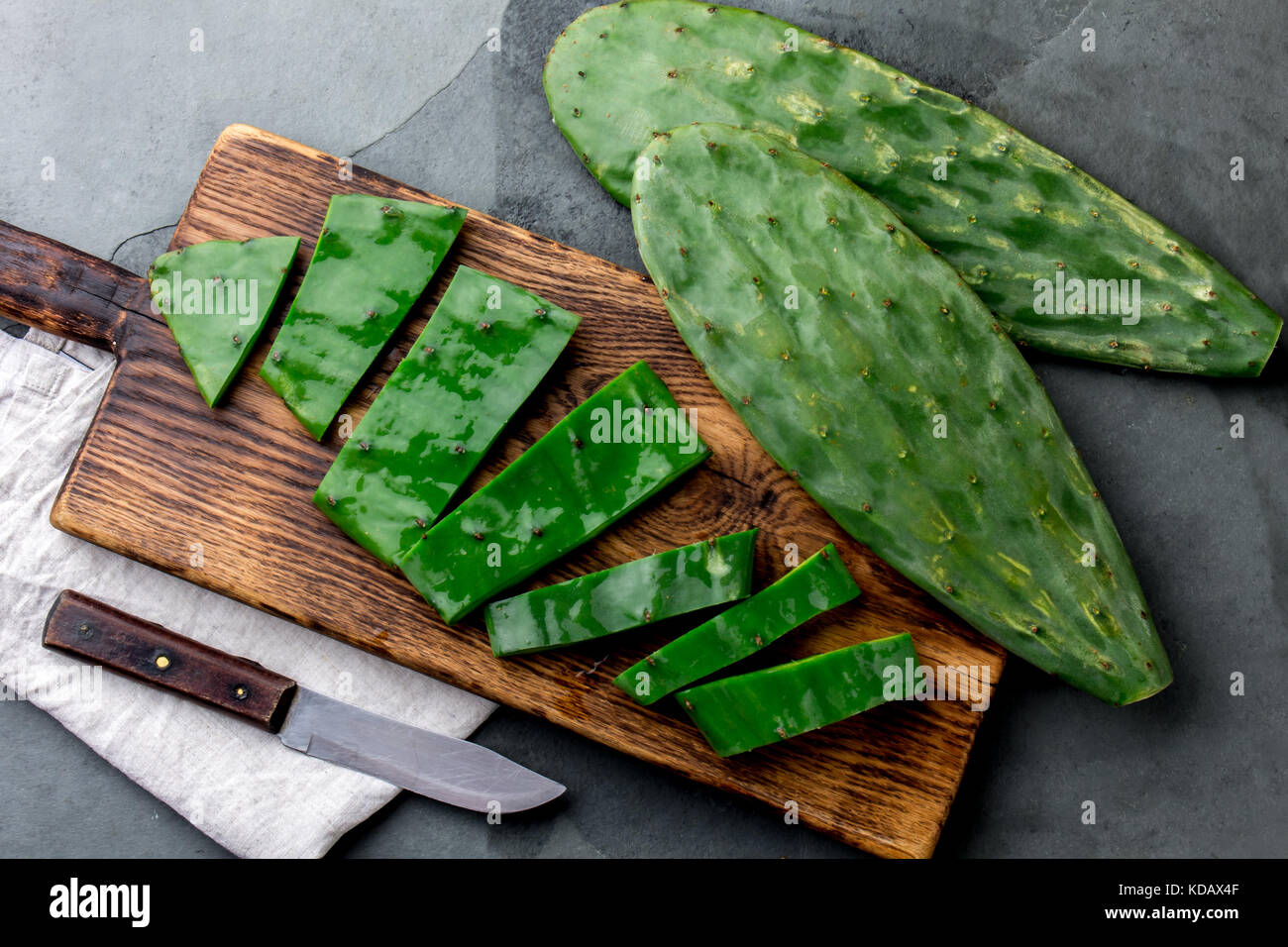 Leave of cactus nopales. Mexican food and drink ingredient Stock Photo ...