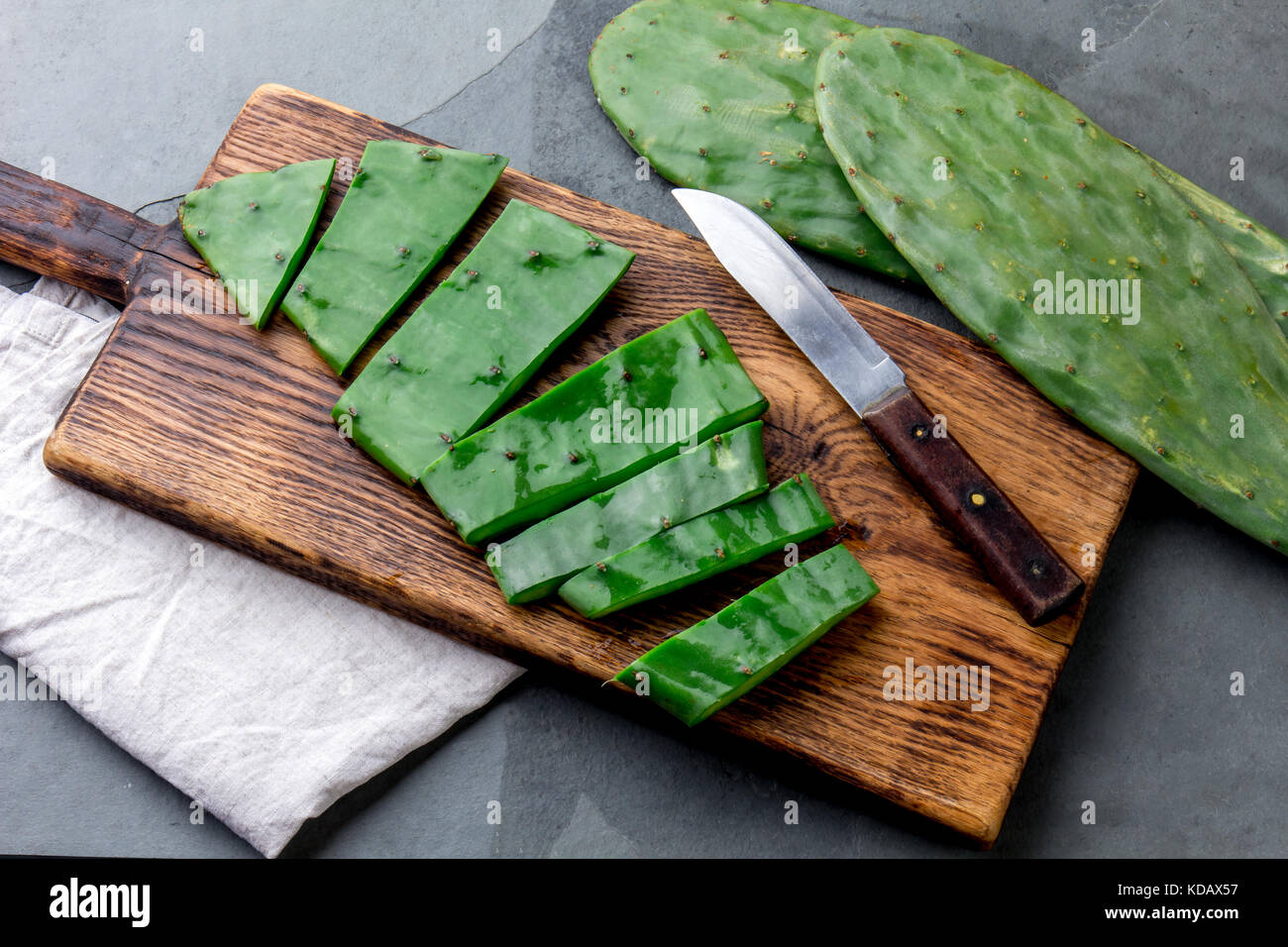 Leave of cactus nopales. Mexican food and drink ingredient Stock Photo ...