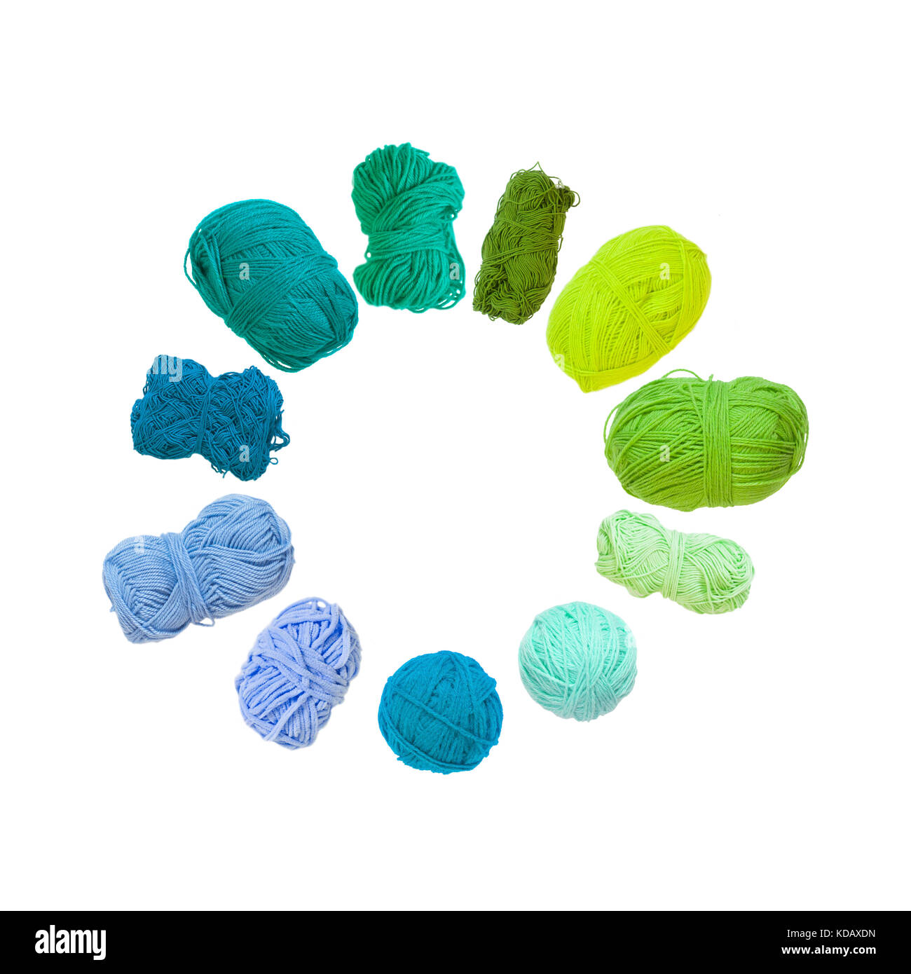 Wool yarns of different colors. Isolated Stock Photo - Alamy